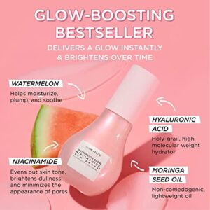 Glow Recipe Watermelon Glow Niacinamide Dew Drops Hydrating Serum with Hyaluronic Acid, Moringa Oil + Vitamin E - Lightweight Facial Serum & Priming Liquid Highlighter - Travel Size (15 ml)