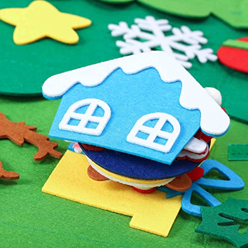 Brishow Felt Christmas Tree DIY Wall Hanging Felt Tree Christmas Felt Detachable Ornament 23pcs Xmas Gift for Kids