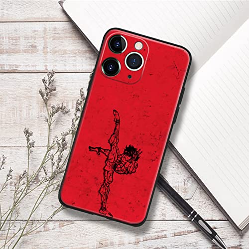 HEMINJYJEF Fashion Japanese Anime Anti-Drop Cover Manga Pattern Non-Slip Shell Soft Silicone Cartoons Protective Phone Cases (for iPhone 13 Pro,Baki Hanma Martial Arts)