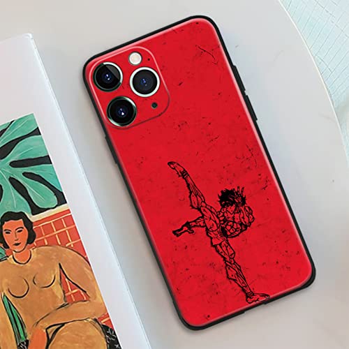 HEMINJYJEF Fashion Japanese Anime Anti-Drop Cover Manga Pattern Non-Slip Shell Soft Silicone Cartoons Protective Phone Cases (for iPhone 13 Pro,Baki Hanma Martial Arts)