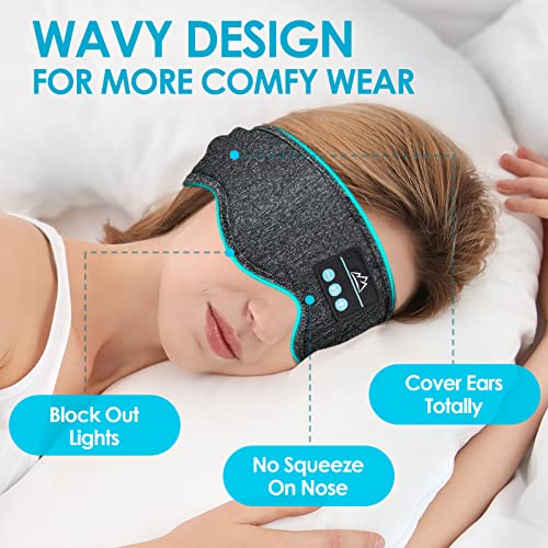 Sleep Headphones Bluetooth Sleeping Headband - Comfy Sleeping Headphones for Side Sleeper Elastic Music Sleep Band Cozy ASMR Wireless Eye Mask Christmas Gifts for Women Stocking Stuffers for Women Men