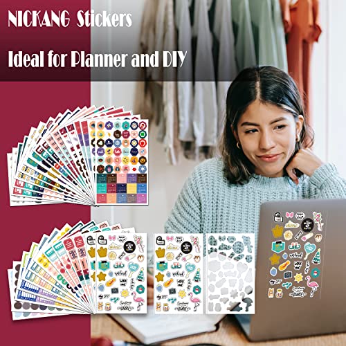 NICKANG Planner Stickers and Accessories | 31Sheets/1740+Pcs | Productivity & Decorative Stickers and Accessories, Ideal for Budget, to Do List, Journals, Calendars, Daily, Women, Adults, Holiday