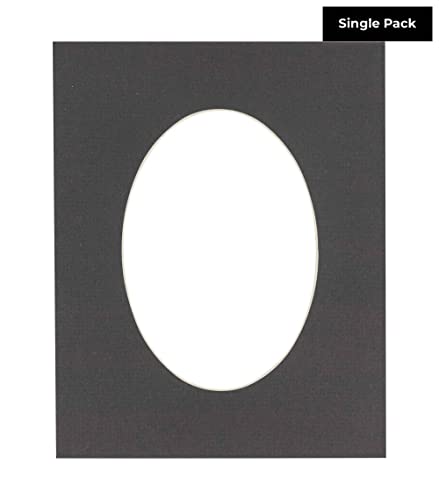 11x14 Mat Bevel Cut for 9x12 Photos - Precut Textured Black Oval Shaped Photo Mat Board Opening - Acid Free Matte to Protect Your Pictures - Bevel Cut for Family Photos, Pack of 1 Matboard