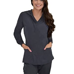 Green Town Women's Pullover Hoodie GT Performance Medical Uniform Scrub Jacket-Pewter-X-Large