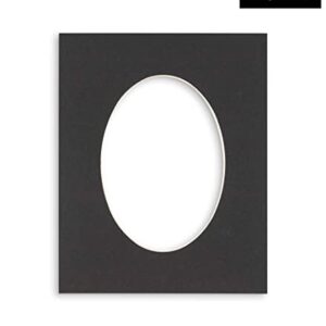 16x20 Mat Bevel Cut for 13x16 Photos - Precut Black Oval Shaped Photo Mat Board Opening - Acid Free Matte to Protect Your Pictures - Bevel Cut for Family Photos, Pack of 1 Matboard