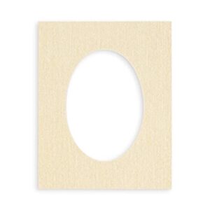 8.5x11 Mat Bevel Cut for 7x9 Photos - Precut Fresh Linen Canvas Oval Shaped Photo Mat Board Opening - Acid Free Matte to Protect Your Pictures - Bevel Cut for Family Photos, Pack of 1 Matboard