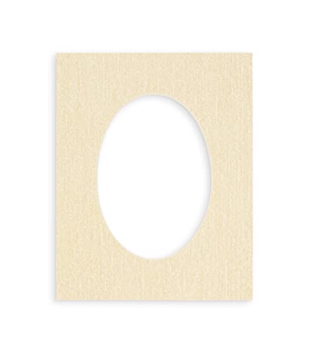 8.5x11 Mat Bevel Cut for 7x9 Photos - Precut Fresh Linen Canvas Oval Shaped Photo Mat Board Opening - Acid Free Matte to Protect Your Pictures - Bevel Cut for Family Photos, Pack of 1 Matboard