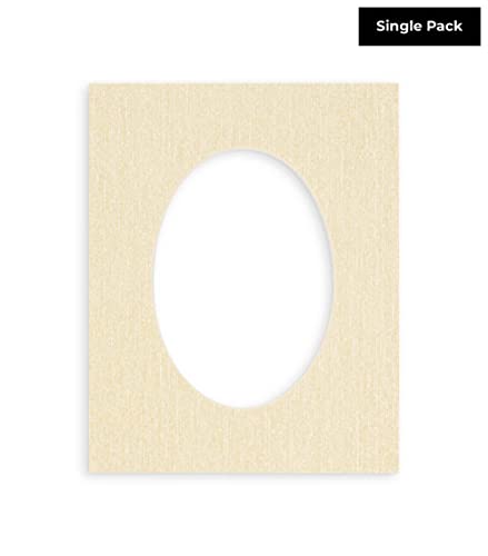 8.5x11 Mat Bevel Cut for 7x9 Photos - Precut Fresh Linen Canvas Oval Shaped Photo Mat Board Opening - Acid Free Matte to Protect Your Pictures - Bevel Cut for Family Photos, Pack of 1 Matboard