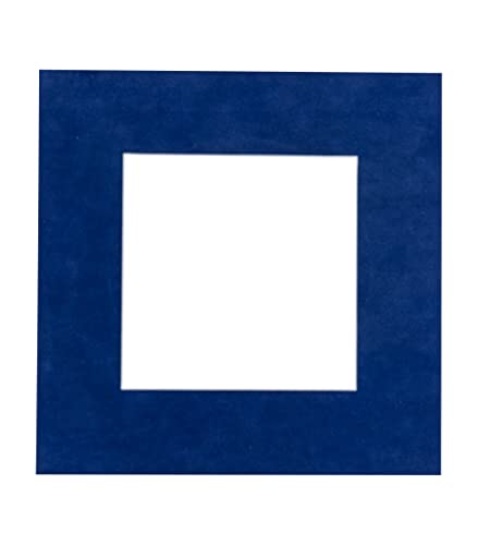 12x12 Mat Bevel Cut for 8x8 Photos - Precut Brooke Blue Suede Square Shaped Photo Mat Board Opening - Acid Free Matte to Protect Your Pictures - Bevel Cut for Family Photos, Pack of 1 Matboard