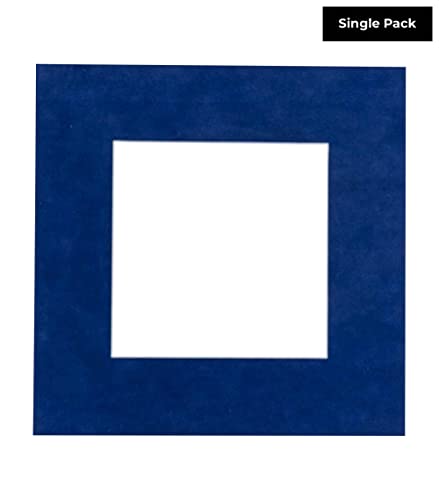 12x12 Mat Bevel Cut for 8x8 Photos - Precut Brooke Blue Suede Square Shaped Photo Mat Board Opening - Acid Free Matte to Protect Your Pictures - Bevel Cut for Family Photos, Pack of 1 Matboard