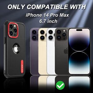 WINTONG Magnetic Case Compatible with iPhone 14 Pro Max Case, [Military Grade Drop Protection] Full-Body Shockproof Rugged Protective Cover Heavy Duty Case for iPhone 14 Pro Max 6.7", Black/Red