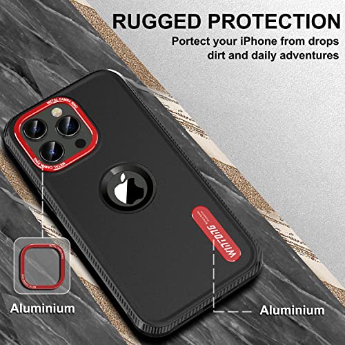 WINTONG Magnetic Case Compatible with iPhone 14 Pro Max Case, [Military Grade Drop Protection] Full-Body Shockproof Rugged Protective Cover Heavy Duty Case for iPhone 14 Pro Max 6.7", Black/Red