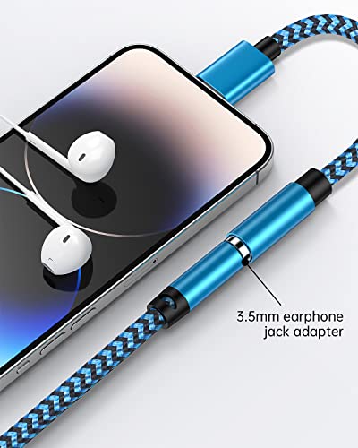 iPhone Headphone Adapter, 2Pack Apple Dongle Lightning to 3.5mm Jack Converter Braided Audio Aux Cord Earbuds Splitter Adaptor Compatible with iPhone 14 13 12 11 Pro Max X XR XS SE 8 7 Plus iPad iPod