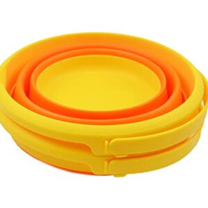 SAMMART 5.5L (1.4 Gallon) Collapsible Plastic Bucket - Foldable Round Tub - Portable Fishing Water Pail - Space Saving Outdoor Waterpot (Yellow/Carrot (Set of 2))