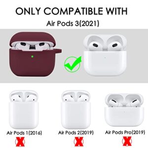 OLEBAND Airpods 3rd Generation Case with Cute Bling Keychain,Silione Protective and Anti-Slip Cover for Apple Air pod 3 Case,LED Visible,for Women and Girls,Burgundy