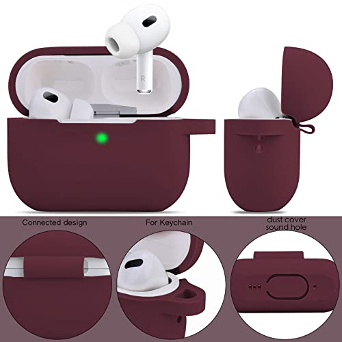 OLEBAND Airpods 3rd Generation Case with Cute Bling Keychain,Silione Protective and Anti-Slip Cover for Apple Air pod 3 Case,LED Visible,for Women and Girls,Burgundy