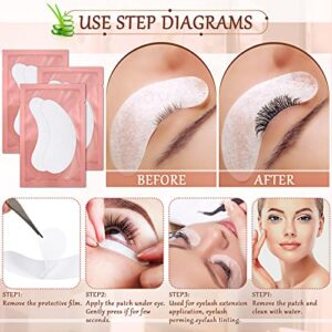 500 Pairs Under Eye Gel Pads Natural Eyelash Extension Gel Pads Patches Kit for Eyelash Extension Supplies Bulk Eyelash Extension Supplies Beauty Tools, Fit Most Eye Shape