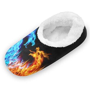 fire dragon blue red kids boys girls slippers soft memory foam indoor toddler house slipper non slip spa travel household shoes for winter home bedroom