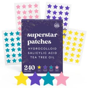 livaclean 240 ct superstar acne patches w/salicylic acid & tea tree, star pimple patch pimple patches for face pimple patches stars hydrocolloid acne patches cute zit patches for face healing sticker