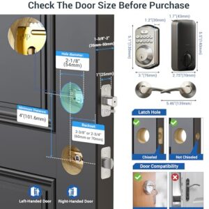 Veise Keyless Entry Door Lock with 2 Lever Handles - Electronic Keypad Deadbolt, Auto Lock, Easy Installation Digital Smart Code Door Lock, Front Door Handle Set, Satin Nickel