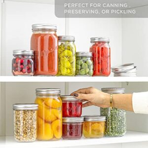 JoyJolt 8 Oz Mason Jars With Lids, Labels and Measures! 6-Pack Regular Mouth Mason Jars, Glass Jar with Lid and Band. Airtight Canning Jars, Overnight Oats Jars, Salad Jars, Sourdough Starter Jar