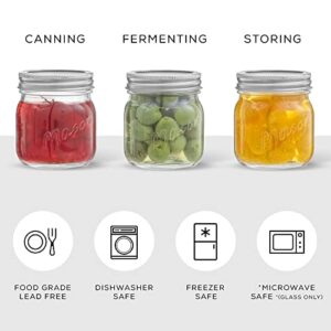 JoyJolt 8 Oz Mason Jars With Lids, Labels and Measures! 6-Pack Regular Mouth Mason Jars, Glass Jar with Lid and Band. Airtight Canning Jars, Overnight Oats Jars, Salad Jars, Sourdough Starter Jar