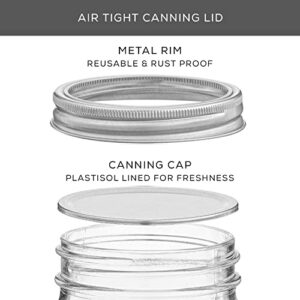 JoyJolt 8 Oz Mason Jars With Lids, Labels and Measures! 6-Pack Regular Mouth Mason Jars, Glass Jar with Lid and Band. Airtight Canning Jars, Overnight Oats Jars, Salad Jars, Sourdough Starter Jar