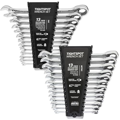 Jaeger 26pc IN/MM TIGHTSPOT Ratcheting Wrench Set - MASTER SET With Inch & Metric Ratchet Speed Wrenches And A Quick Access Wrench Organizer - Our standard in combination wrench sets from gear to tip