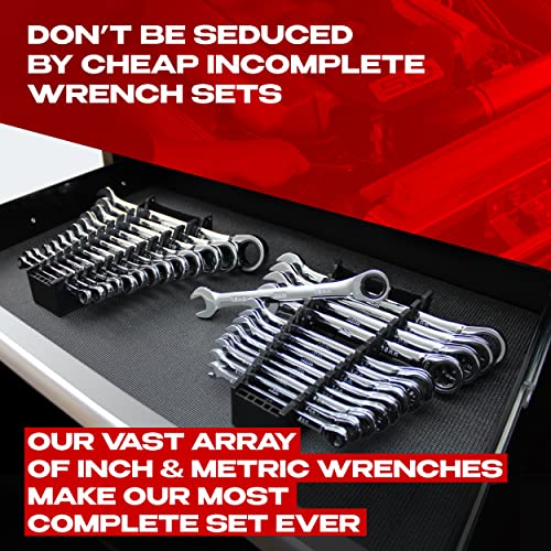 Jaeger 26pc IN/MM TIGHTSPOT Ratcheting Wrench Set - MASTER SET With Inch & Metric Ratchet Speed Wrenches And A Quick Access Wrench Organizer - Our standard in combination wrench sets from gear to tip