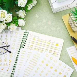 36 Sheets Clear Gold Foil Planner Stickers Monthly Planner Stickers Icons Sticker Book Planner Stickers and Accessories for Journals Planning Scrapbooking Holiday Seasonal General Event 1000+ Stickers