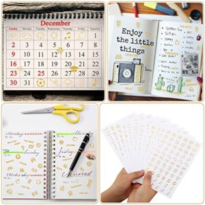 36 Sheets Clear Gold Foil Planner Stickers Monthly Planner Stickers Icons Sticker Book Planner Stickers and Accessories for Journals Planning Scrapbooking Holiday Seasonal General Event 1000+ Stickers