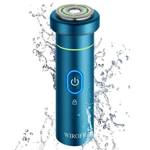 wirofr electric razor for men, travel shaving electric razor, multi-function portable travel razor, 100% washable rotary shaver wet & dry electric shaver-type-c fast charging (blue)