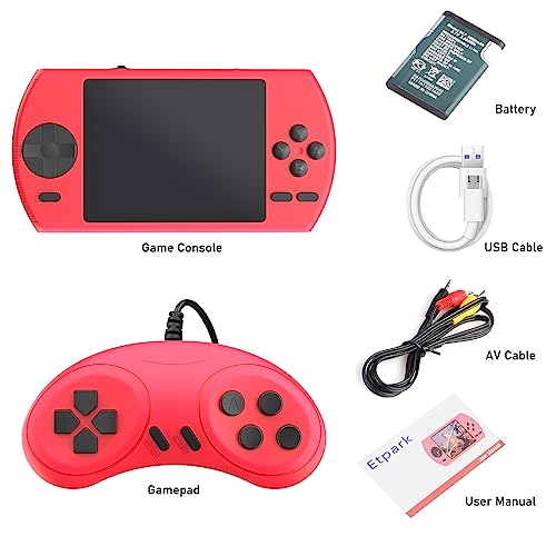 Retro Handheld Game Console, Melusen Video Game Console with 500 Classical FC Games 3.5-Inch Color Screen 800mAh Rechargeable Battery Gameboy Support for Connecting TV and Two Players (500 Games-Red)