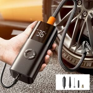 lisen tire inflator portable air compressor for car tires 12v ultra small air pump for car tires 38l/min super fast inflate 150 psi led light digital portable tire inflator for car bike motor ball