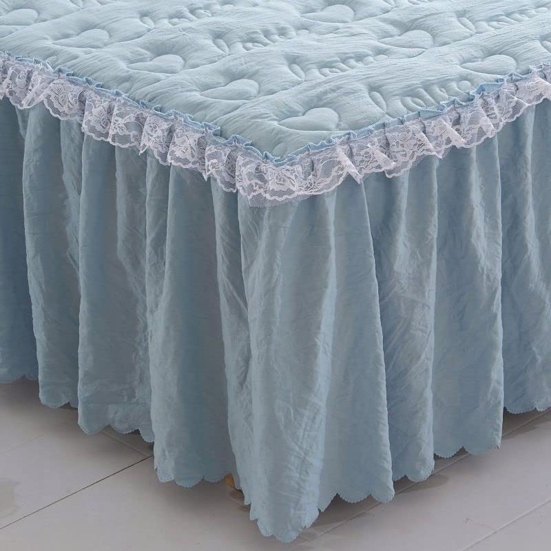 Walnut Bed with Elastic Sheets Cotton Imitation Quilted Lace Thickened Bedspread Beding Set Maiden Gril (Color : A, Size : 180x220cm Code)