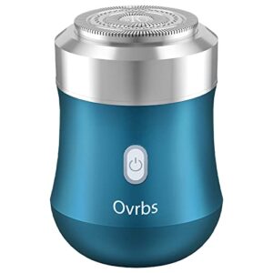 ovrbs mini electric razor,aluminum alloy body,3d floating shaver head,type-c charging,use for 45 days,ipx7 waterproof,mini portable shaver,travel razor,mini shaver,suitable for home,car,trave (blue)