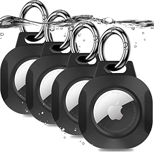 Tieuwant 4-Pack IPX8 Waterproof AirTag Holder Keychain Case