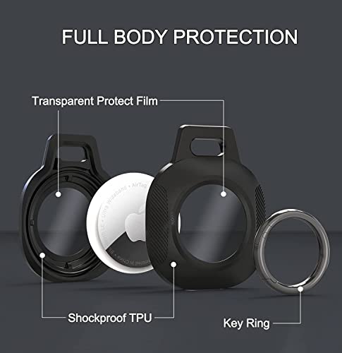 Tieuwant 4-Pack IPX8 Waterproof AirTag Holder Keychain Case