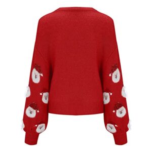 iLH Christmas Sweater for Women Cute Merry Xmas Santa Claus Holiday Cozy Knit Pullover Crewneck Sweatshirts Tops