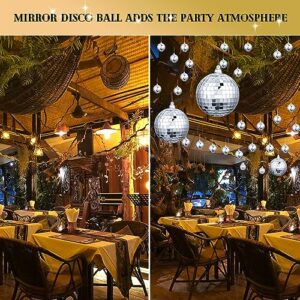 RHM 37Pcs Mirror Disco Ball Hanging, Glass Disco Ball Decor with Rope Silver Disco Party Decorations Suitable for Christmas/Birthday/Wedding/Family Party Decoration (1.9inch, 3.14inch, 3.9inch)