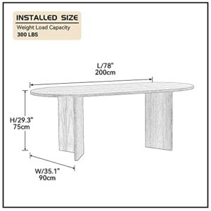 WILLIAMSPACE 78" Oval Wood Dining Table for Rustic Farmhouse, Kitchen Dining Room Table in Nature with Wooden Base for Meeting Room Reception Room - Walnut