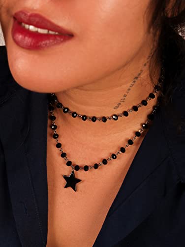 Sacina Goth Layered Star Choker Necklace, Black Choker Necklace, Goth Choker Necklace, Gothic Necklace, Emo Necklace, Halloween Christmas New Year Jewelry Gift For Women