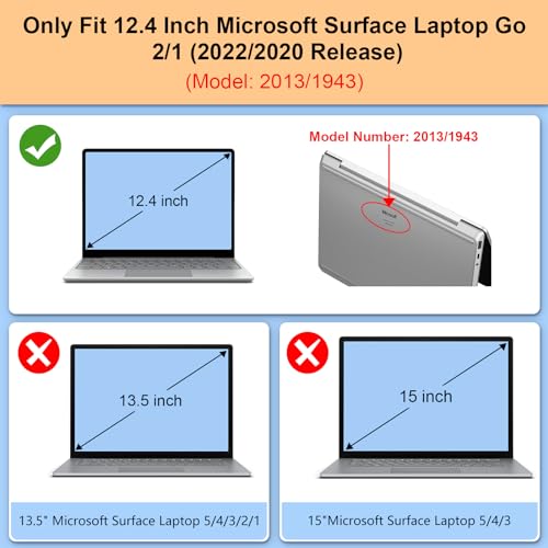 Fintie Case for 12.4 Inch Microsoft Surface Laptop Go 3 (2023) / Surface Laptop Go 2 (2022) / Surface Laptop Go (2020) Model: 2013 1943 - Protective Snap On Hard Shell Cover, Crystal Clear