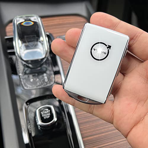 Car Key Fob Cover Compatible with Volvo XC90, XC60, XC40, S60, S90, V60, V90, Polestar 1, Polestar 2, Car Key Fob Case Refit Cover (White- New Logo)