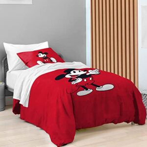 saturday park disney mickey mouse face emotions full/queen duvet cover & sham set - 3 piece 100% organic cotton duvet set - gots & oeko-tex certified (disney official)