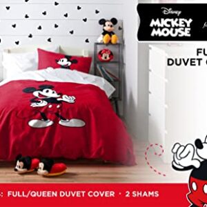 Saturday Park Disney Mickey Mouse Face Emotions Full/Queen Duvet Cover & Sham Set - 3 Piece 100% Organic Cotton Duvet Set - GOTS & Oeko-TEX Certified (Disney Official)