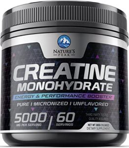 creatine monohydrate powder - 100% pure micronized creatine 5000mg (5g) - creatine pre workout, supports muscle building, cellular energy, recovery & strength, vegan, keto, gluten-free - 60 servings