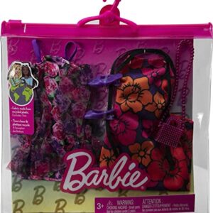 Barbie Clothes, Fashion and Accessory 2-Pack Dolls, 2 Dressy Floral-Themed Outfits with Styling Pieces for Complete Looks