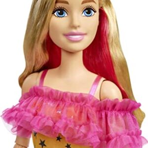 Barbie Large Doll with Blond Hair, 28 Inches Tall, Rainbow Dress and Styling Accessories Including Shooting Star Handbag