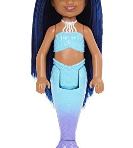 Barbie Mermaid Chelsea Doll with Midnight Blue Hair and Ombre Tail, Mermaid Toys, Crown Accessory